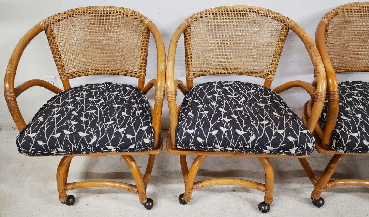 Bamboo Dining Chairs Vintage Swivel Rolling by Ficks Reed at 1stDibs