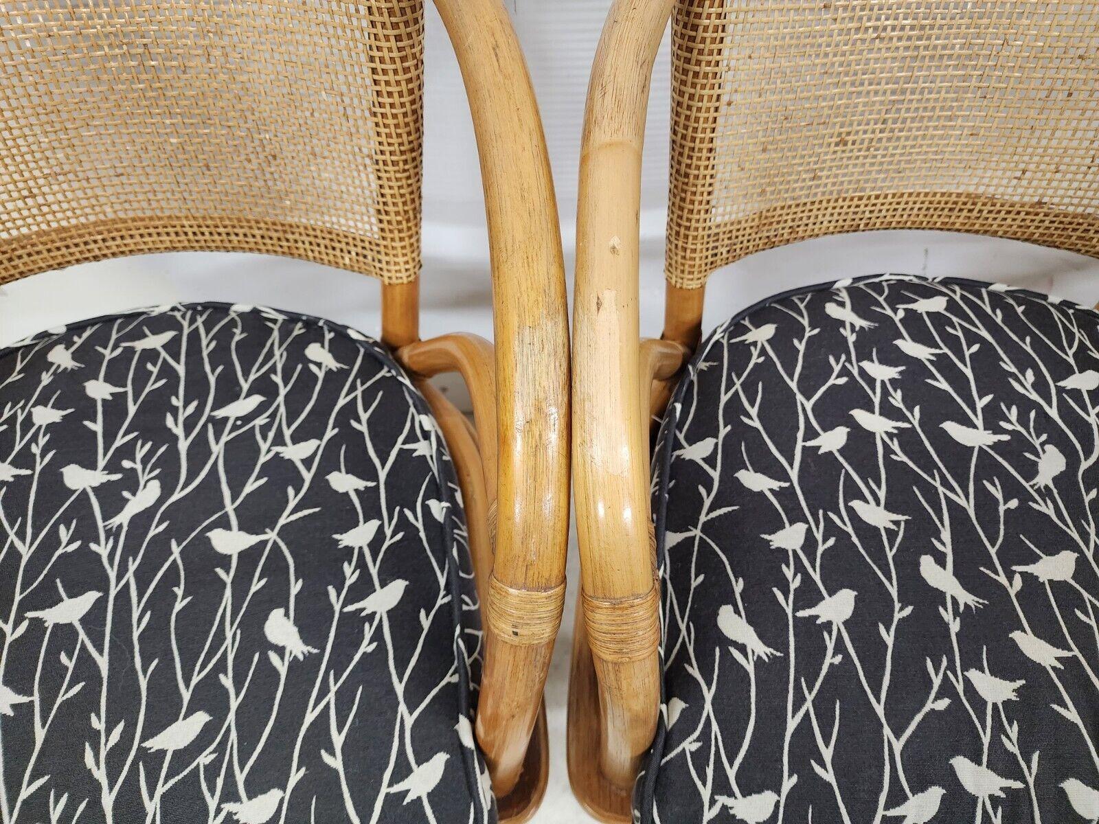 Bamboo Dining Chairs Vintage Swivel Rolling by Ficks Reed at 1stDibs