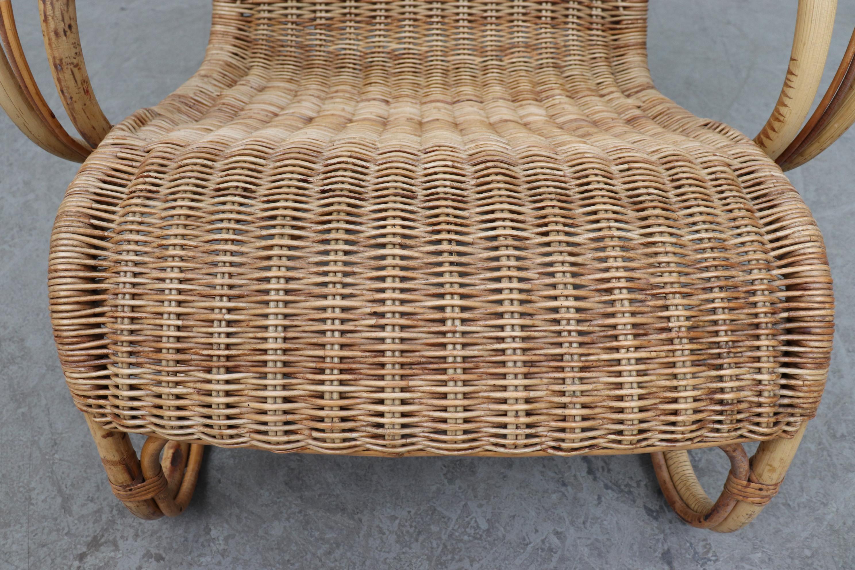 Bamboo Lounge Chair with Woven Seating at 1stDibs