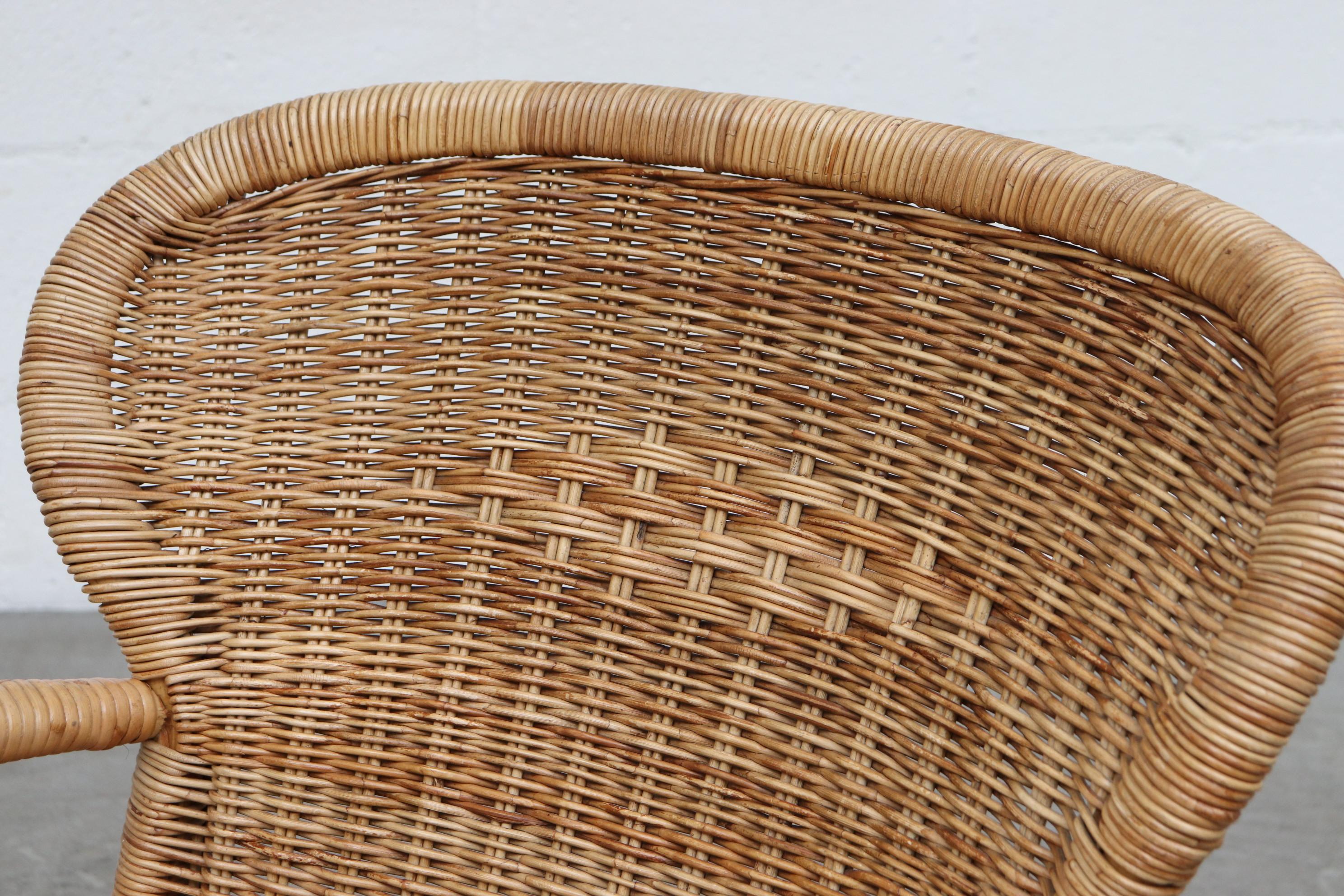 Bamboo Lounge Chair with Woven Seating at 1stDibs