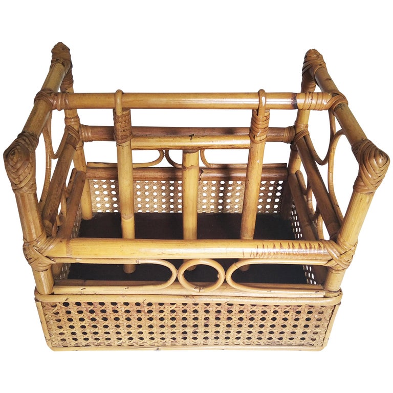 Bamboo Magazine Rack or Multipurpose Rack Midcentury For Sale at 1stDibs