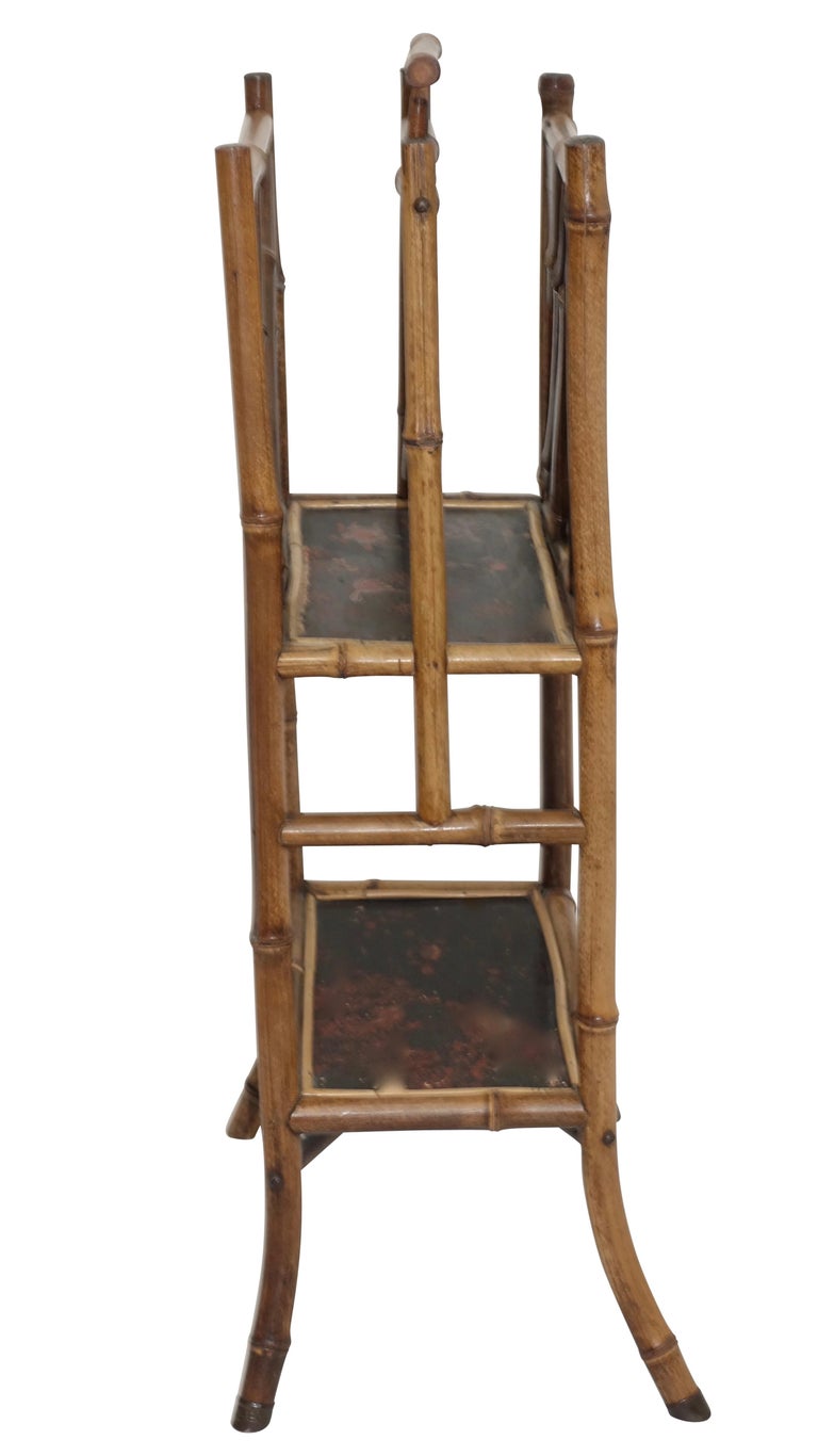 Bamboo Magazine Rack with Lacquer Panels, 19th Century For Sale at 1stDibs
