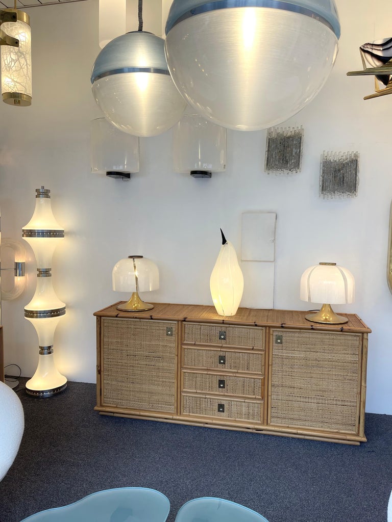 Bamboo Rattan and Brass Sideboard by Dal Vera, Italy, 1970s at 1stDibs