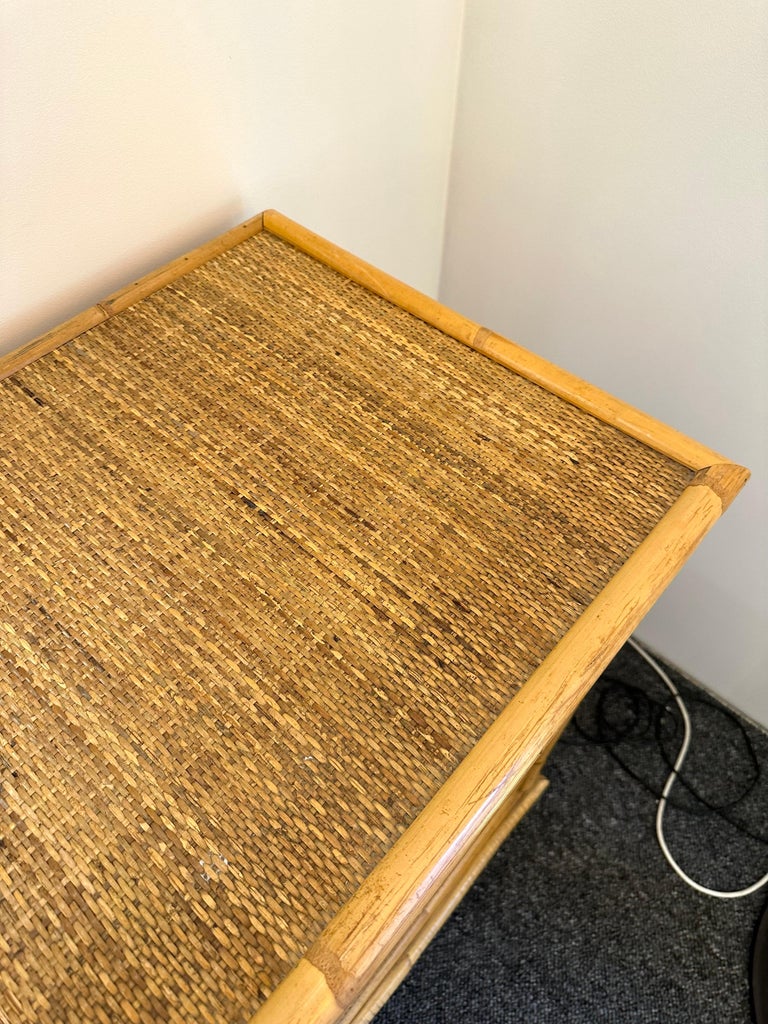 Bamboo Rattan and Brass Sideboard by Dal Vera, Italy, 1970s at 1stDibs