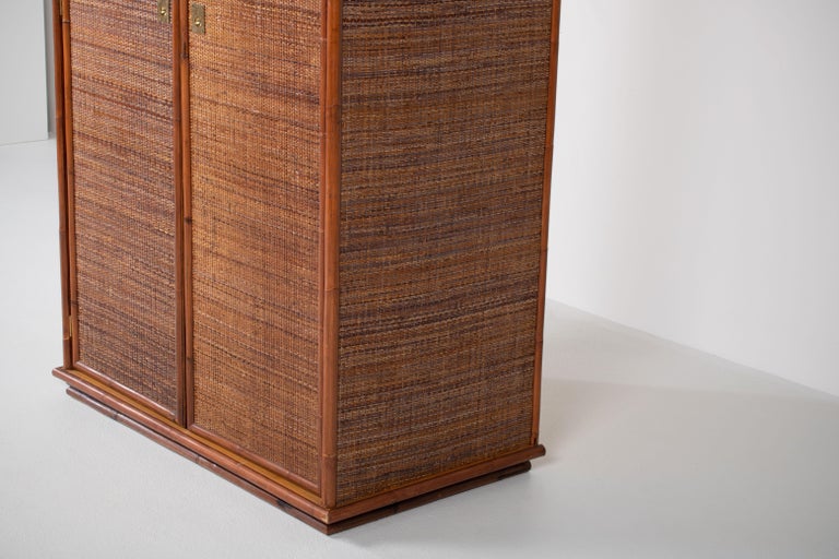 Bamboo/Rattan and Brass Wardrobe by Dal Vera, Italy, 1970s For Sale at ...
