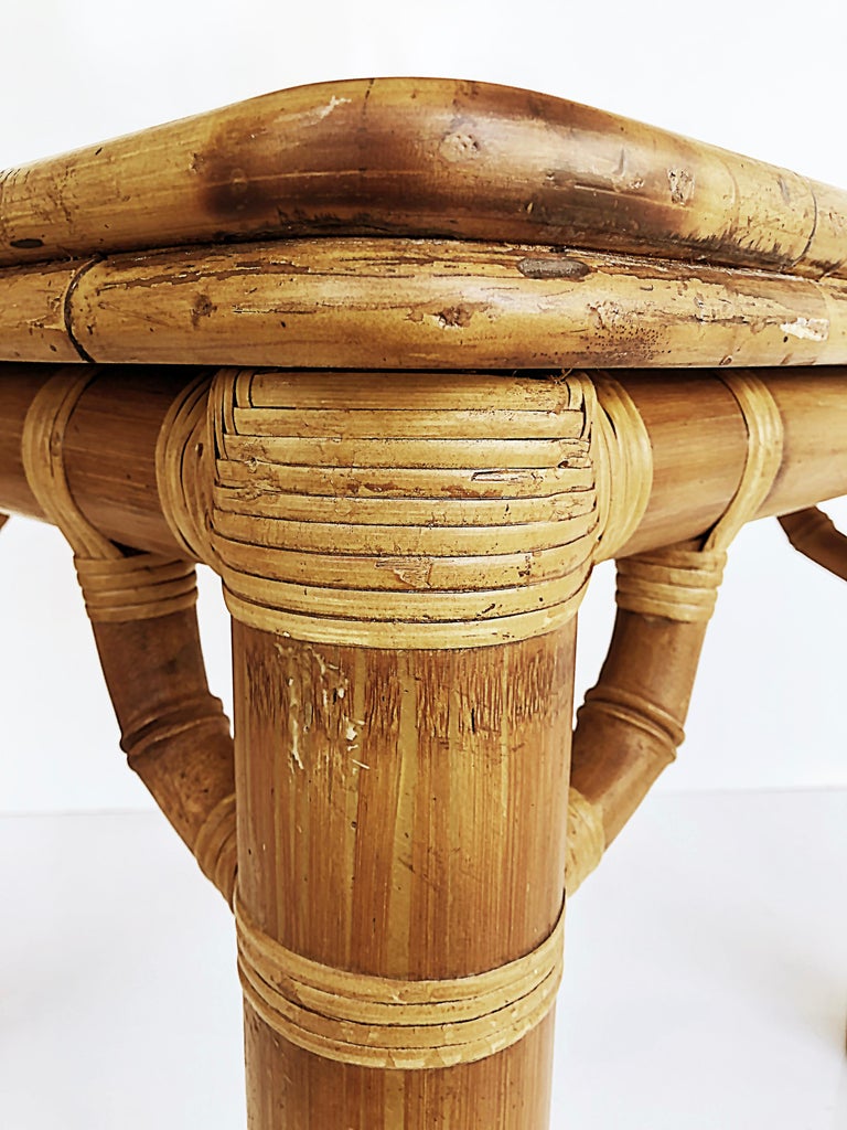 Bamboo, Rattan and Reeded Side Table, Maitland Smith attributed For ...