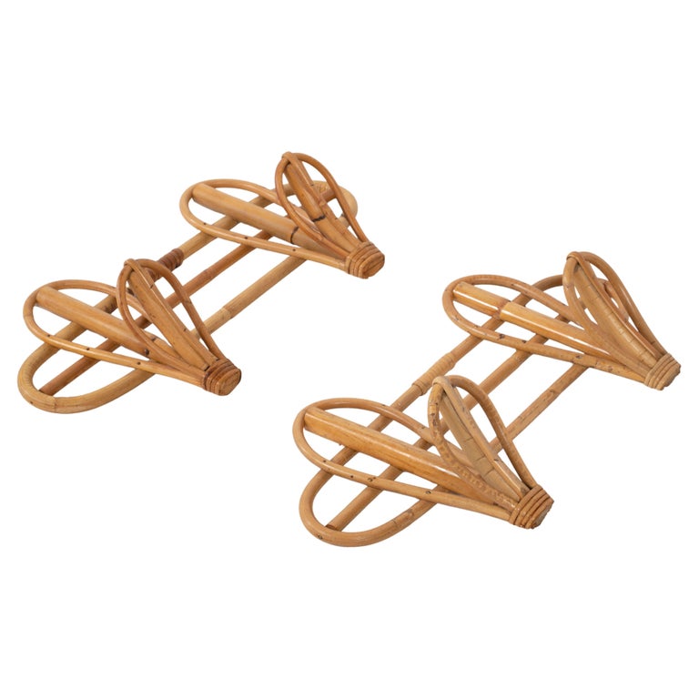 Bamboo Rattan Bohemian French Riviera Coat Hanger Rack Stand, A pair ...