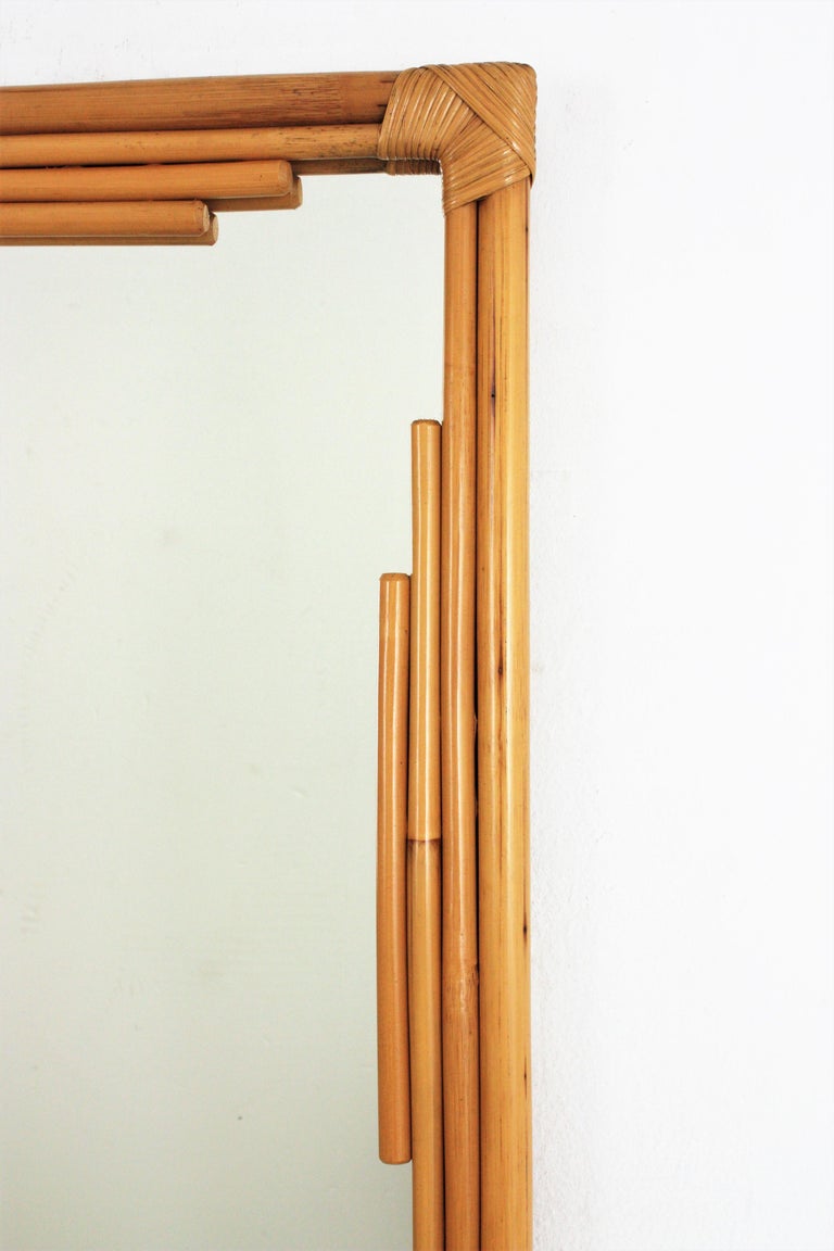 Bamboo Rattan Large Rectangular Wall Mirror at 1stDibs