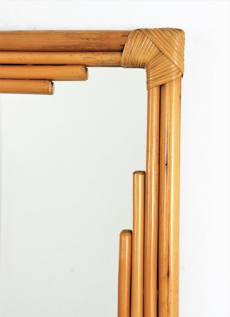 Bamboo Rattan Large Rectangular Wall Mirror at 1stDibs