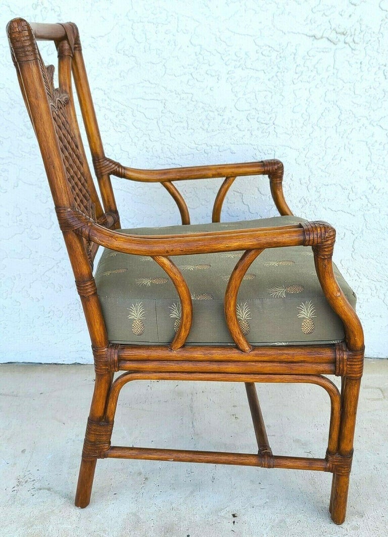 Bamboo Rattan Pineapple Dining Accent Desk Armchair by Palecek at 1stDibs