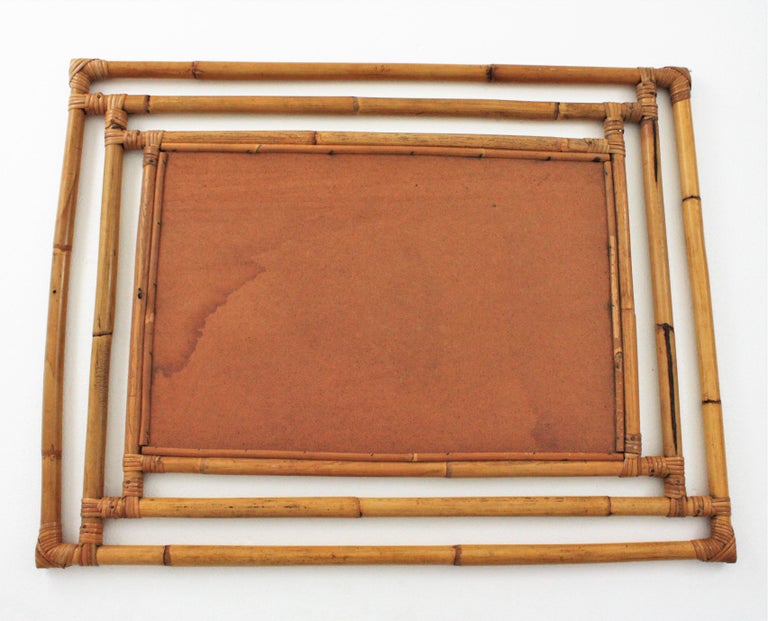 Bamboo Rattan Rectangular Large Mirror with Geometric Frame, 1960s at ...
