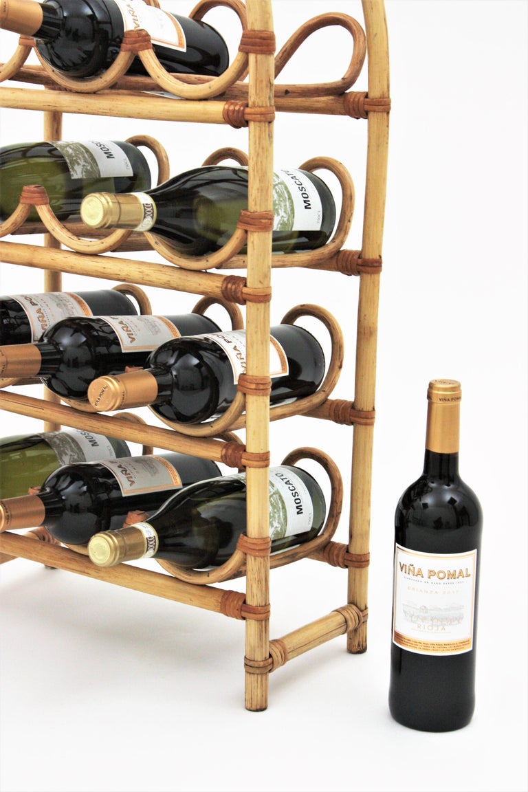 Rattan Bamboo Bottle Rack / Stand For Sale at 1stDibs