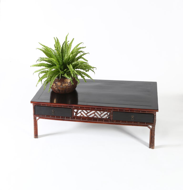 Bamboo Rectangular Coffee Table, Low K'ang Table at 1stDibs