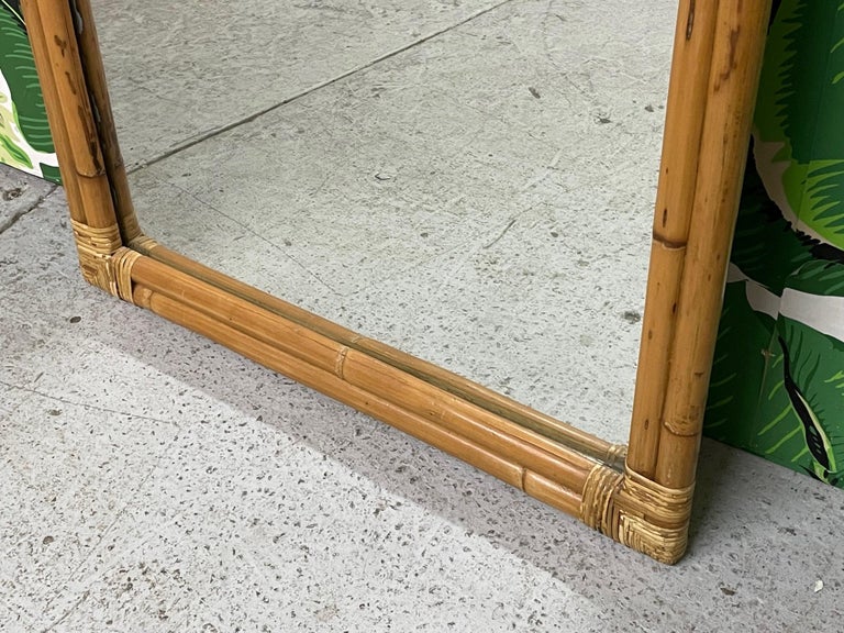 Bamboo Split Reed Rattan Wall Mirror at 1stDibs
