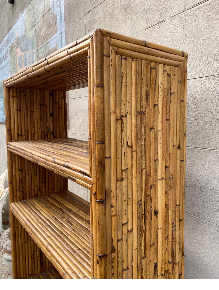 Bamboo Standing Etagere Bookcae, 1970's For Sale at 1stDibs
