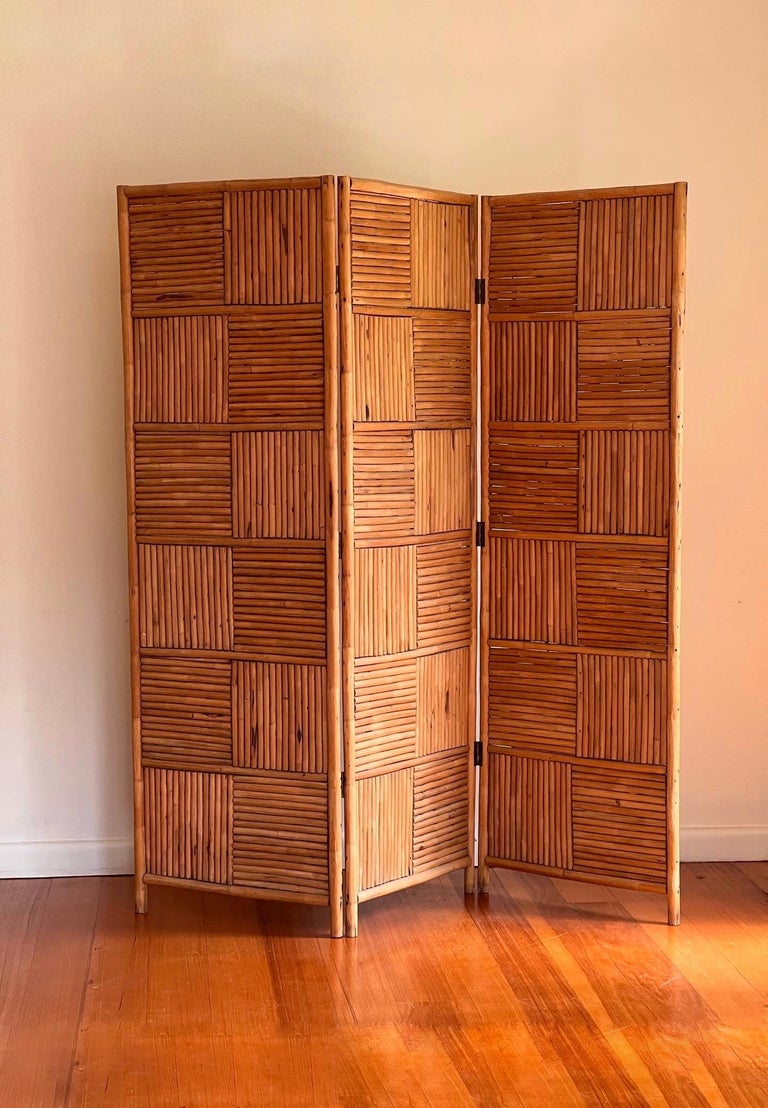 Bamboo Three Panel Privacy Screen Room Divider, Circa 1970s For Sale at ...