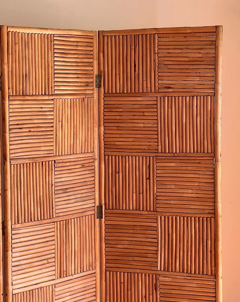 Bamboo Three Panel Privacy Screen Room Divider, Circa 1970s For Sale at ...