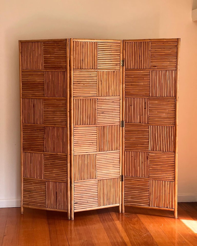Bamboo Three Panel Privacy Screen Room Divider, Circa 1970s For Sale at ...