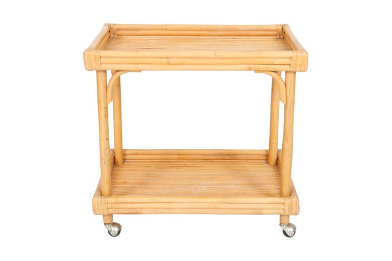 Bamboo Two Tier Bar Cart For Sale at 1stDibs