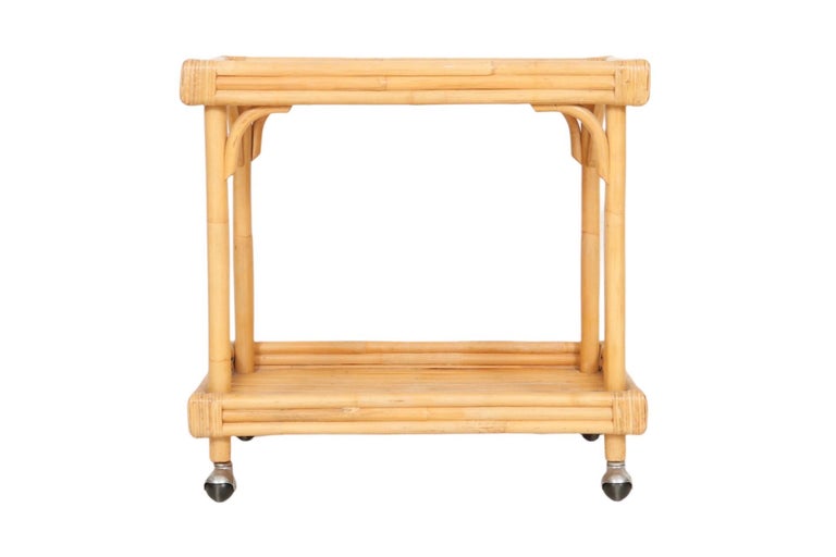 Bamboo Two Tier Bar Cart For Sale at 1stDibs