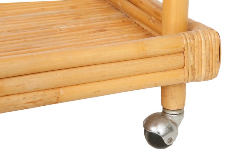 Bamboo Two Tier Bar Cart For Sale at 1stDibs