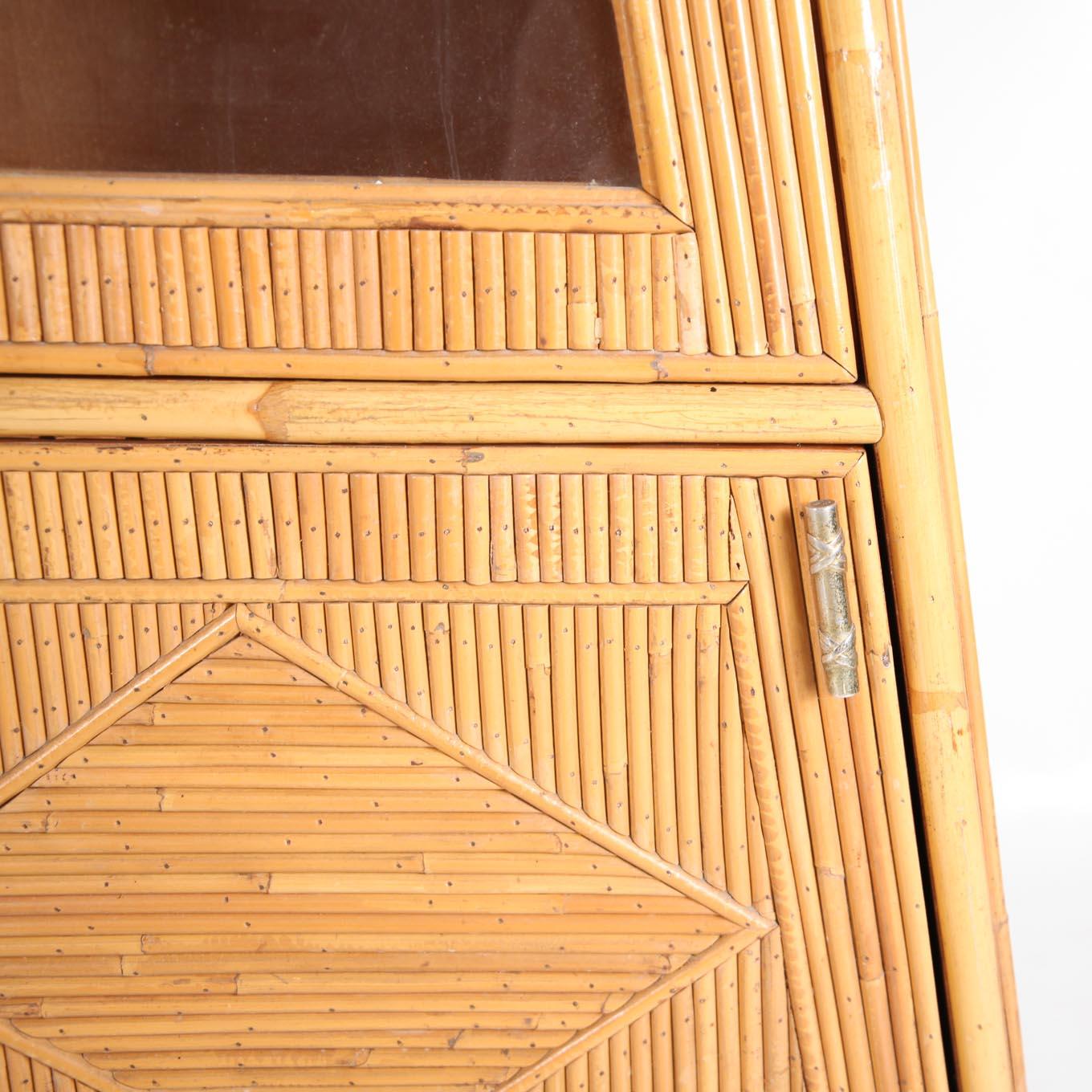 Bamboo Vintage Display Cabinet / Vitrine For Sale at 1stDibs