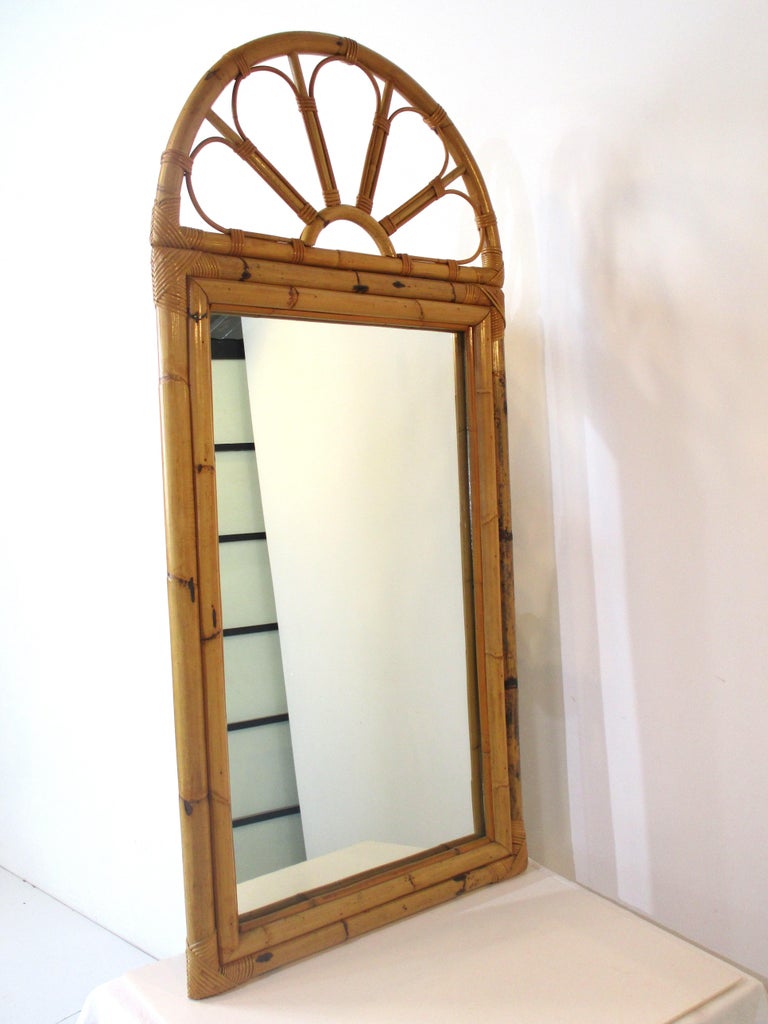 Bamboo Wall Mirror in the Manner of Franco Albini at 1stDibs