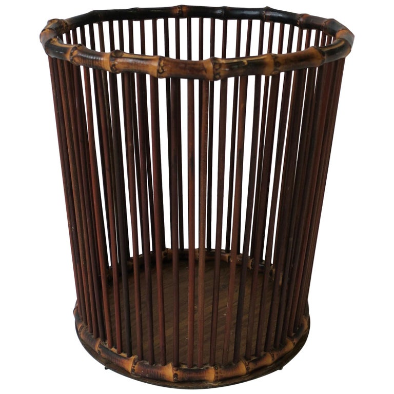Bamboo Waste Basket or Trash Can at 1stDibs | bamboo trash can, bamboo ...
