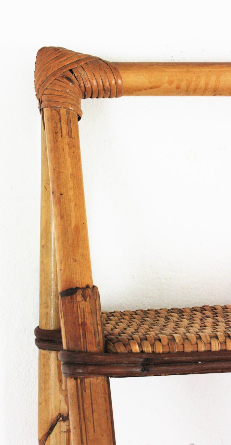 Bamboo Wicker Weave Wall Shelf, 1950s For Sale at 1stDibs