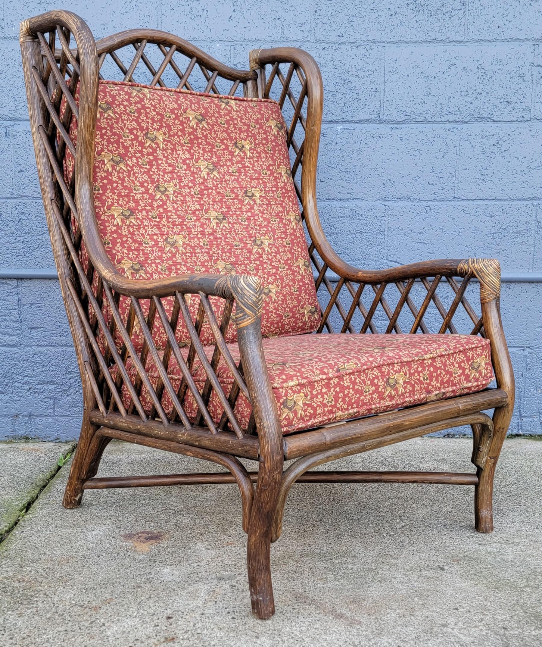 Bamboo Wingback Lounge Chair at 1stDibs