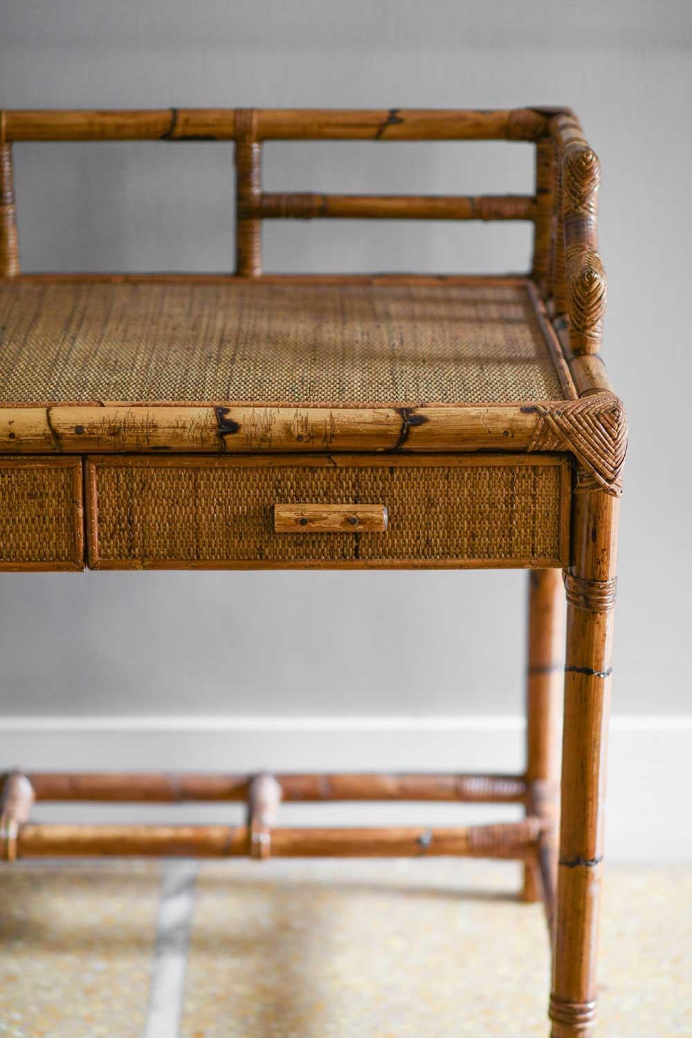 Bamboo Writing Desk with Drawers at 1stDibs
