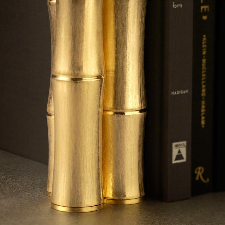 Bamboos Gold Set of 2 Bookends For Sale at 1stDibs