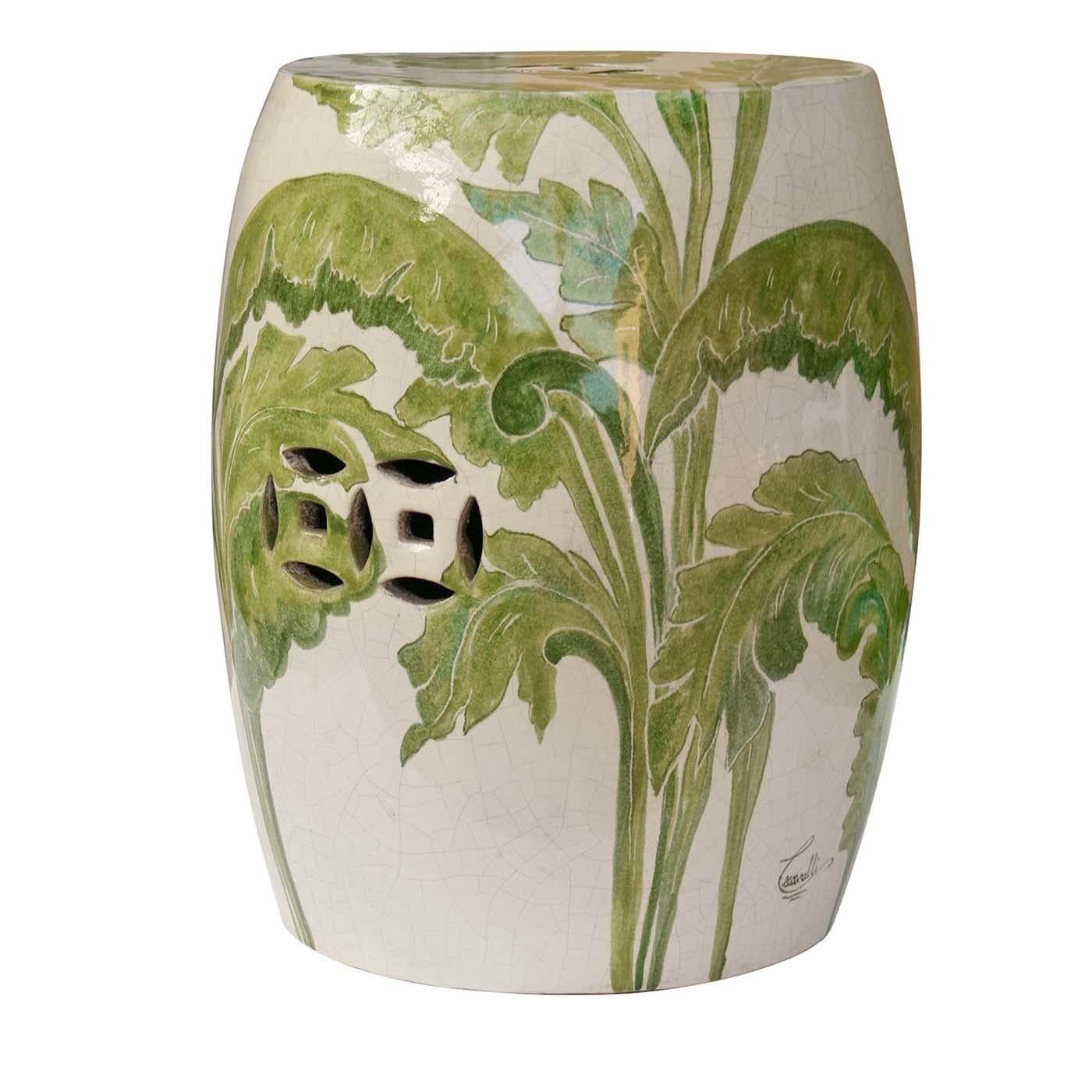 4 Cushions Green Ceramic Pouf For Sale at 1stDibs