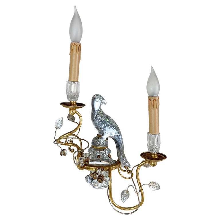 Banci Firenze Crystal and Gilt Parrot Wall Light at 1stDibs