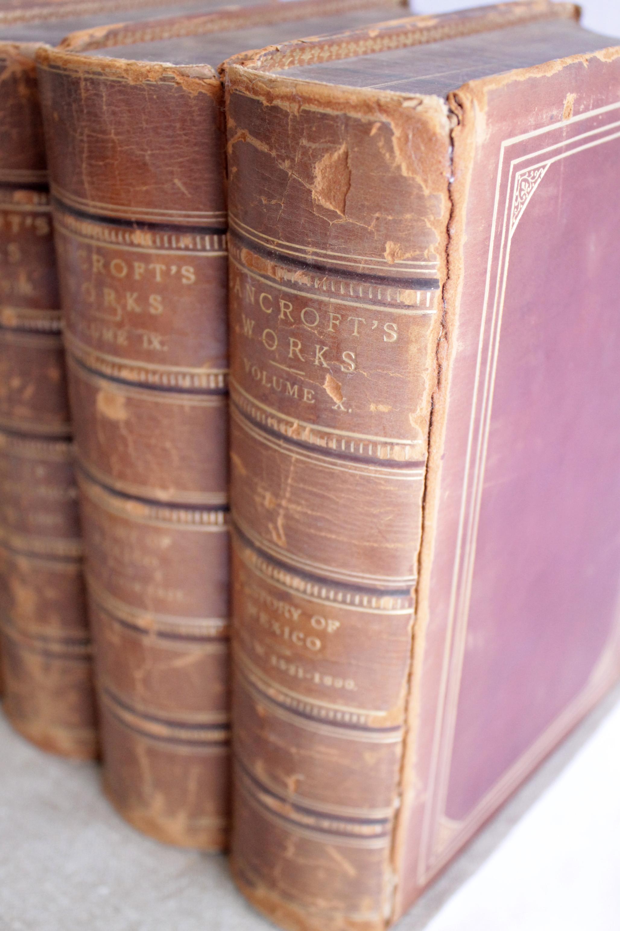 Bancroft Works Antique Leather Bound Books Volume 1-10 at 1stDibs