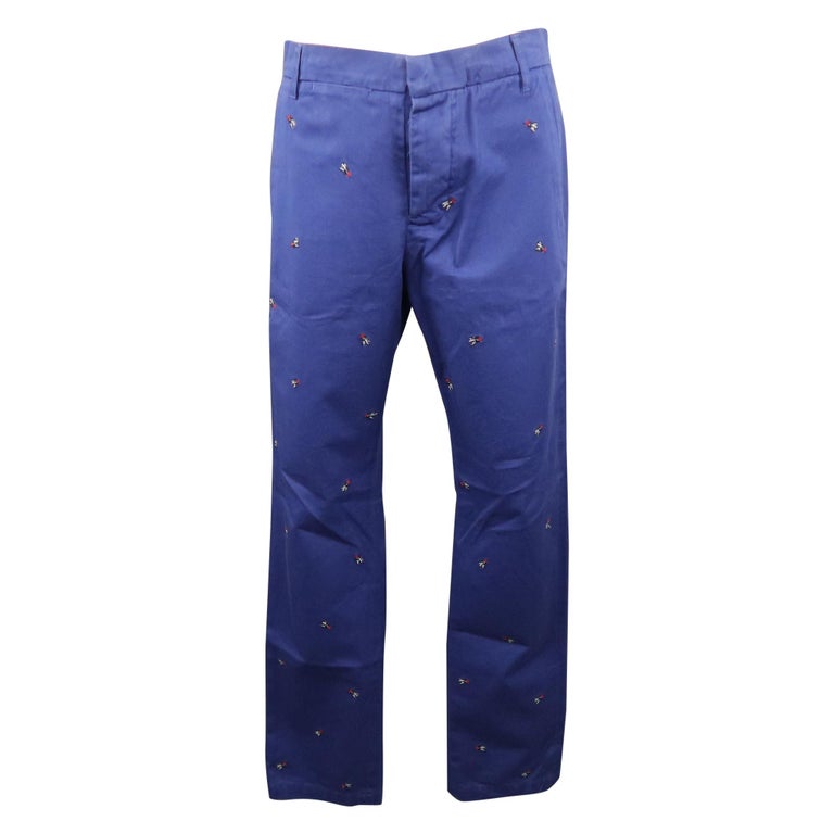 BAND OF OUTSIDERS Size 32 Navy Embroidery Cotton 32 Button Fly Casual ...