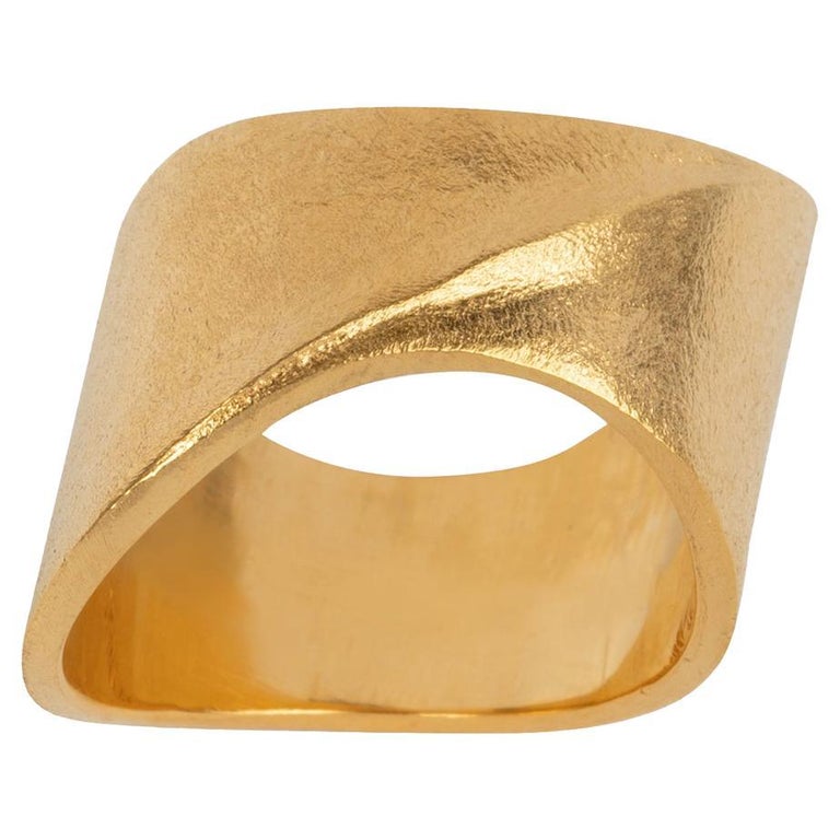 Band Ring in Brushed Gold Vermeil For Sale at 1stDibs