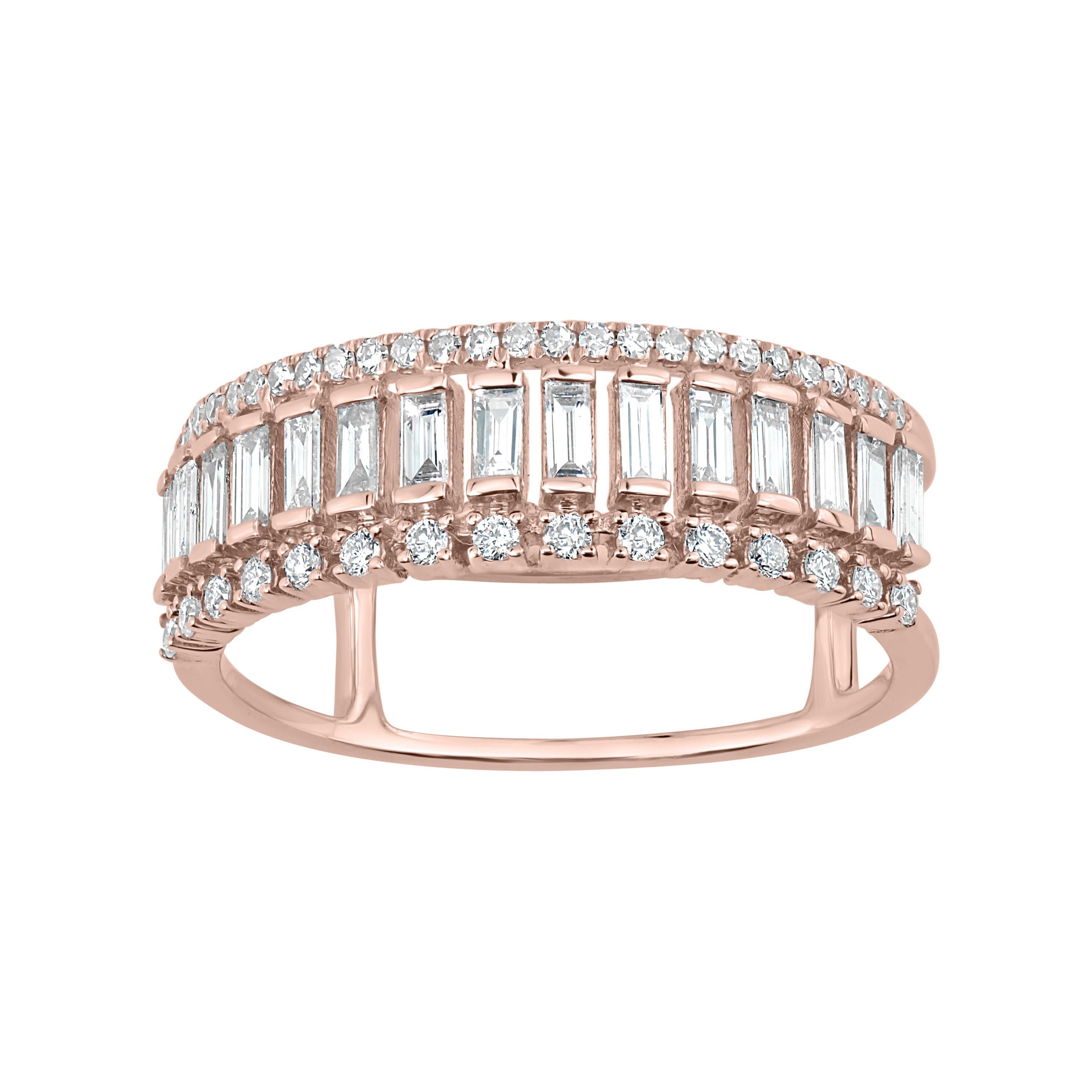 Stackable 0.58 Carat Garnet Baguette and Diamond Gold Ring For Sale at ...