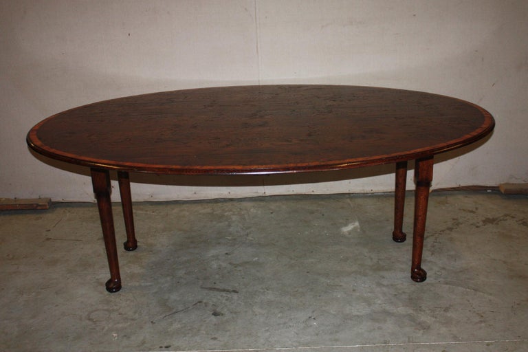 Banded Oval English Oak Padfoot Dinning Table For Sale at 1stDibs