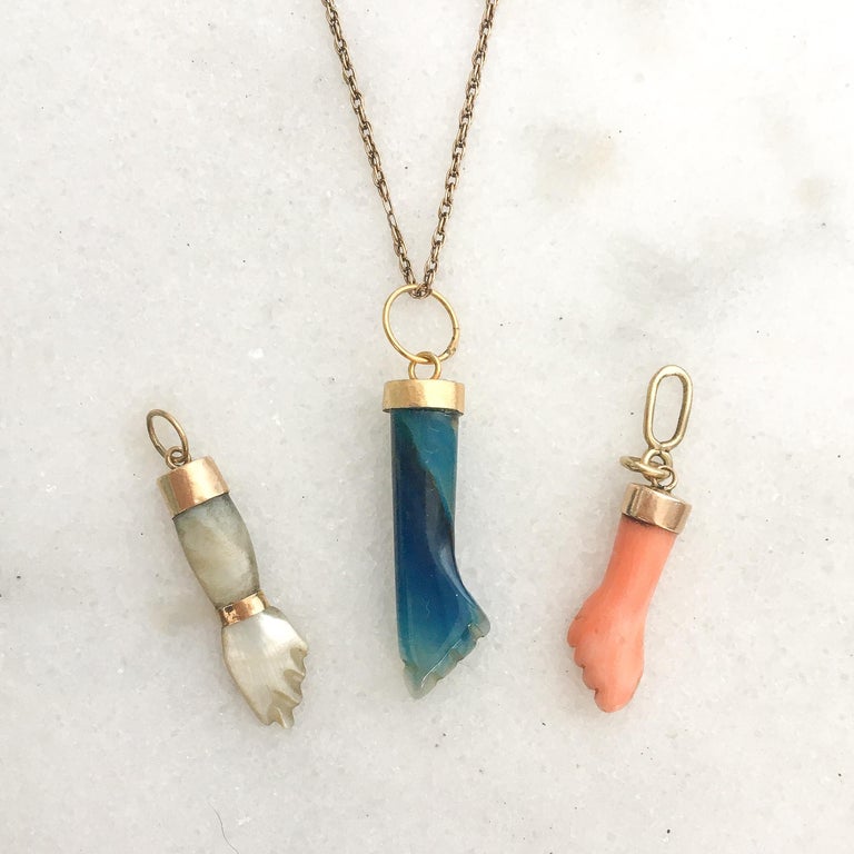 Mano Figa Banded Blue Agate Charm Pendant For Sale at 1stDibs | figa ...