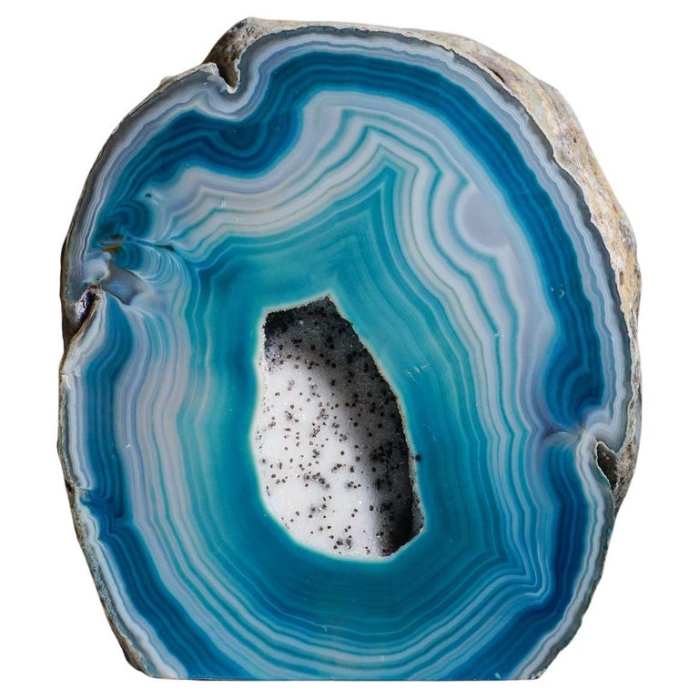 Banded Green Agate Geode from Brazil For Sale at 1stDibs