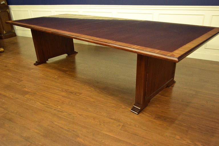 Traditional Mahogany Rectangular Pedestal Conference Table by Leighton ...