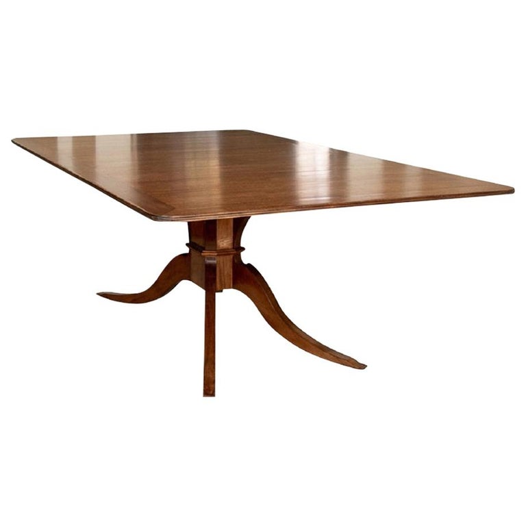 Banded Walnut Dining Table with Ornate Carved Pedestal Base For Sale at ...