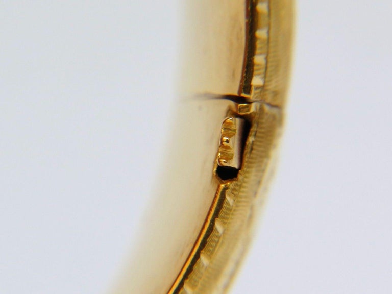 Bangle Bracelet 14 Karat Graver Etched Gilt Artistic Detail Button Snap ...