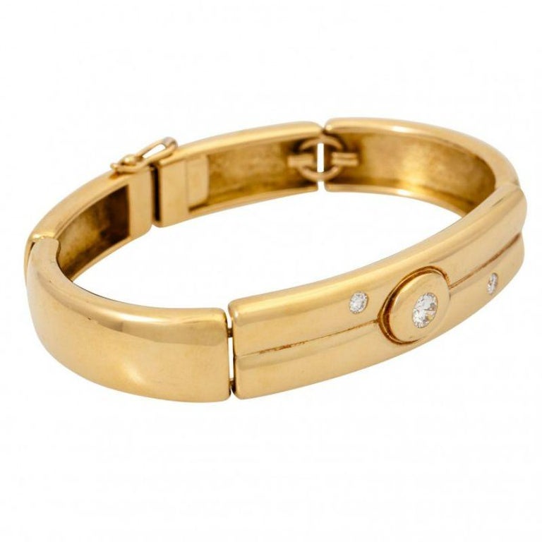 Bangle, Flexible, with 3 Diamonds For Sale at 1stDibs