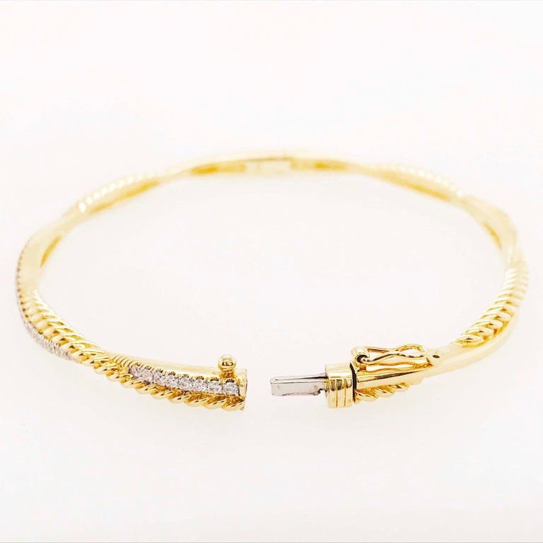 Bangle Tennis Bracelet a Twist of Diamonds and Rope Design in 14 Karat ...
