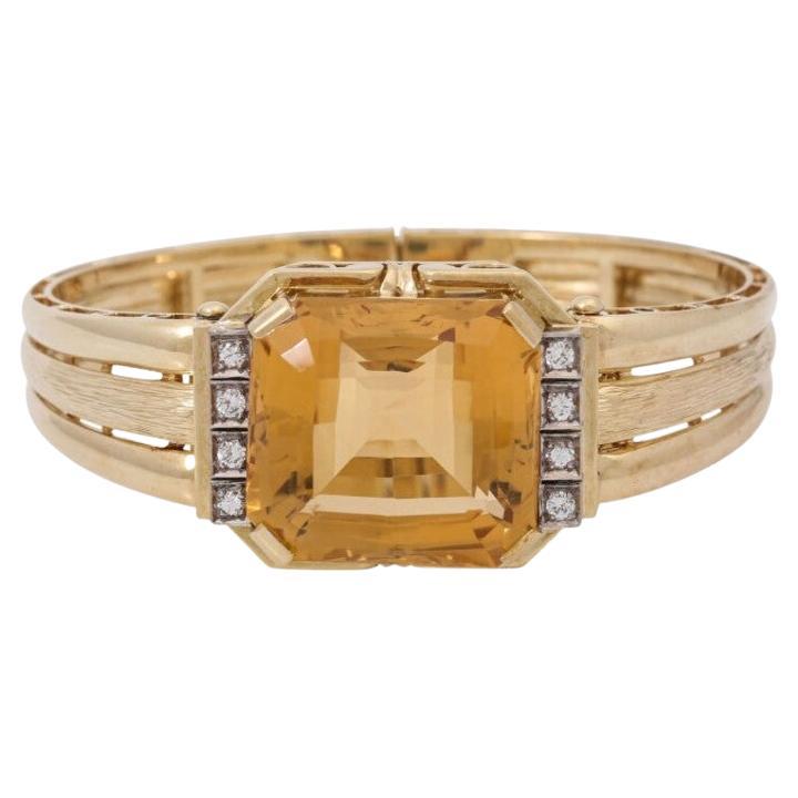 Bangle with Oval Faceted Citrine For Sale at 1stDibs