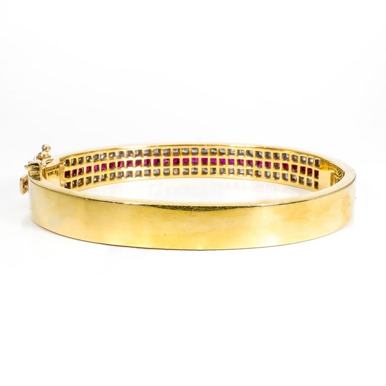Bangle with Rubies and Princess Cut Diamonds, D4.02ct.T.W, Rubies 2 ...