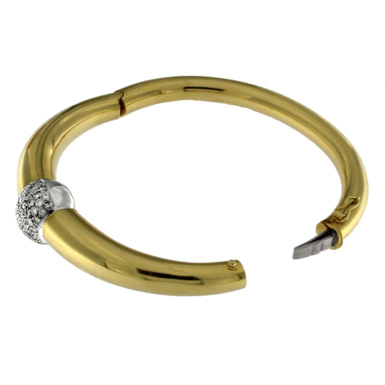 Bangle Yellow 18 Karat Gold and Diamonds For Sale at 1stDibs