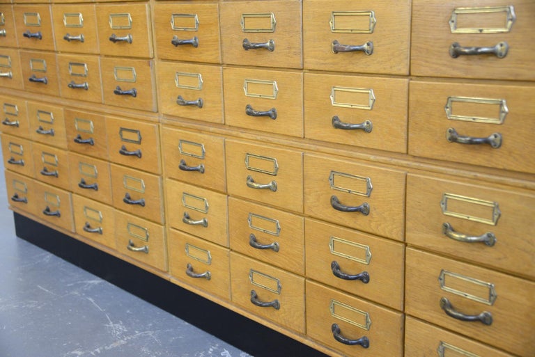 Bank of Light Oak Filing Drawers circa 1950s at 1stdibs